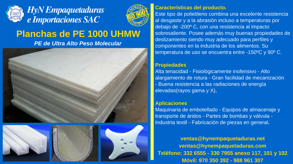 Polietileno UHMW PE1000 - HyN Empaquetaduras e Importaciones SAC